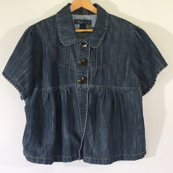 Baccini | Jackets & Coats | Baccini Demin Cropped Babydoll Swing Jacket ...